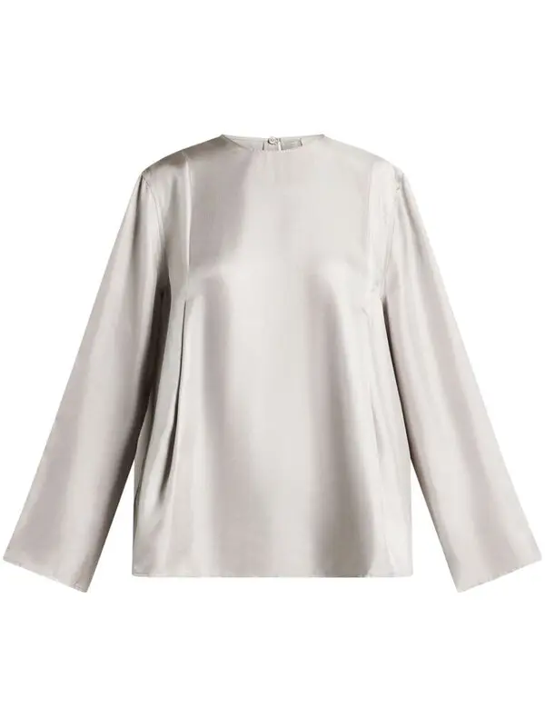 Loulou De Saison Adalyn Silk Blouse - Grey