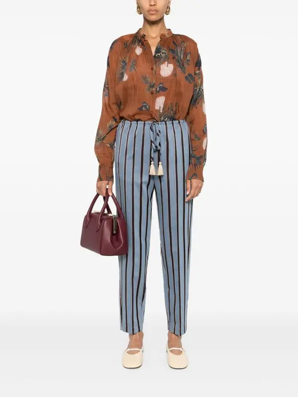 FORTE_FORTE Striped Tapered Trousers - Blue