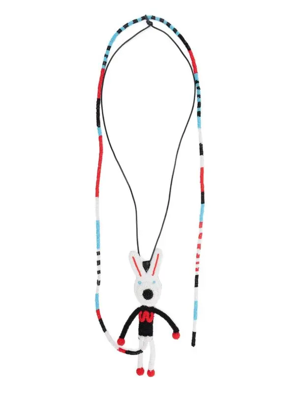 WALTER VAN BEIRENDONCK Tube Rabbit Jewel Necklace - White