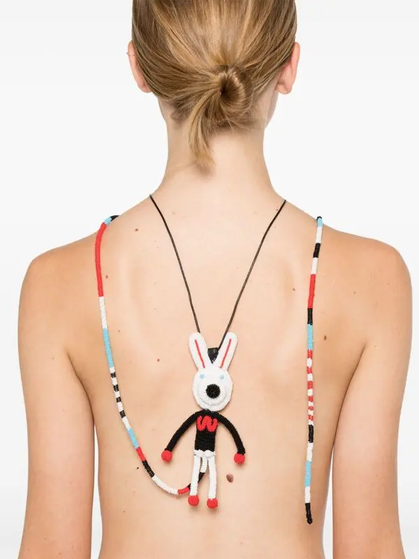 Walter Van Beirendonck Tube Rabbit Jewel Necklace - White