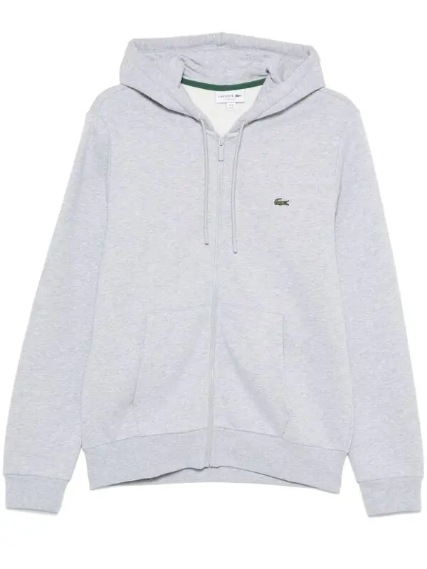 Lacoste Logo Patch Full-zip Hoodie - Grey