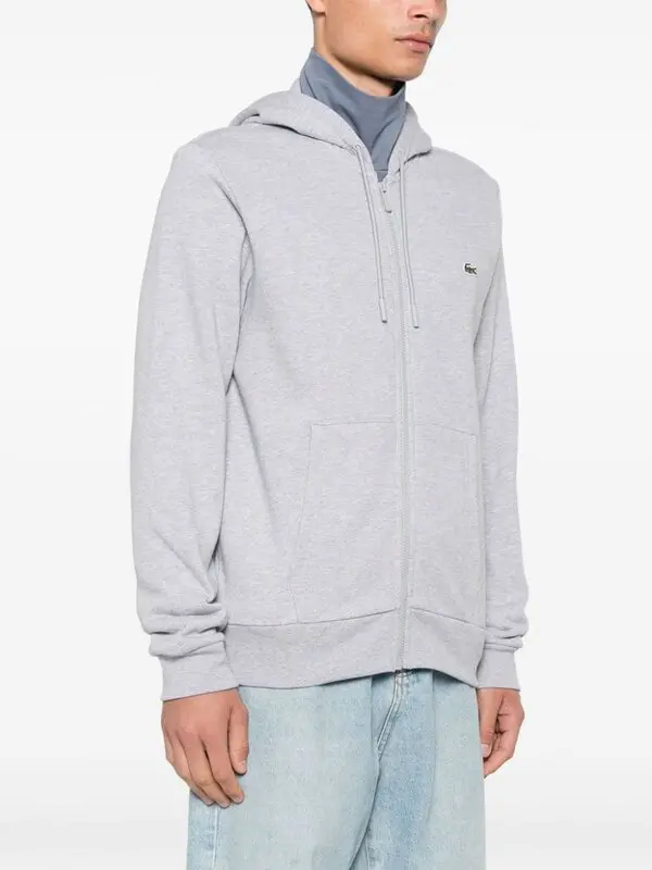 Lacoste Logo Patch Full-zip Hoodie - Grey