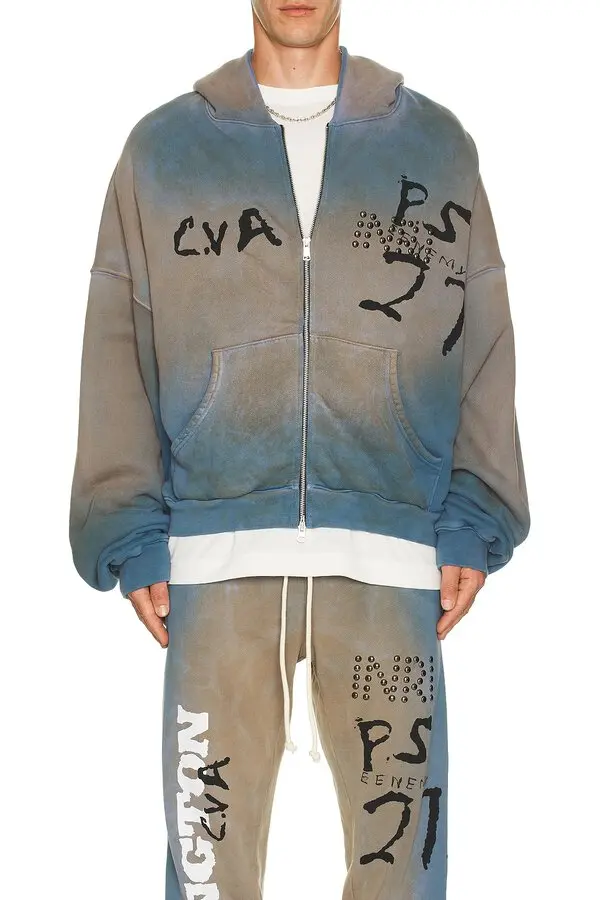 Rrr123 Inri Zip Hoodie In Baby Blue In Grail Blue - 40% Off 