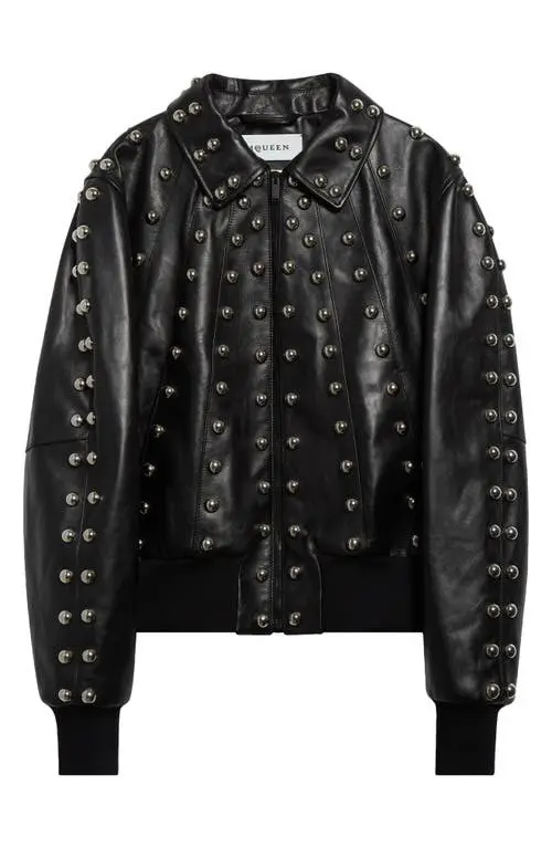 Alexander McQueen Studded Leather Bomber Jacket
