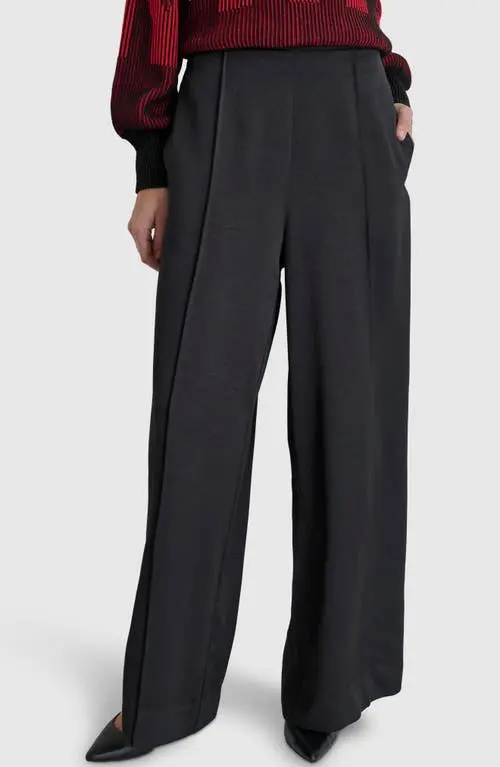 Dkny Pintuck Wide-leg Pants - Black