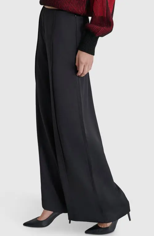 Dkny Pintuck Wide-leg Pants - Black