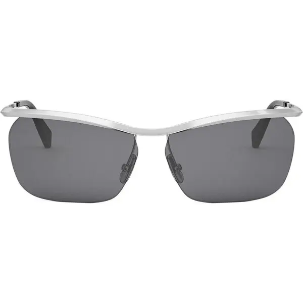 Celine 62mm Oversized Geometric Sunglasses - Shiny Palladium / Smoke