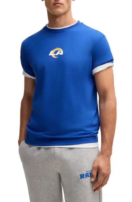 BOSS X Nfl Stretch Cotton Graphic T-shirt - Los Angeles Rams - Blue