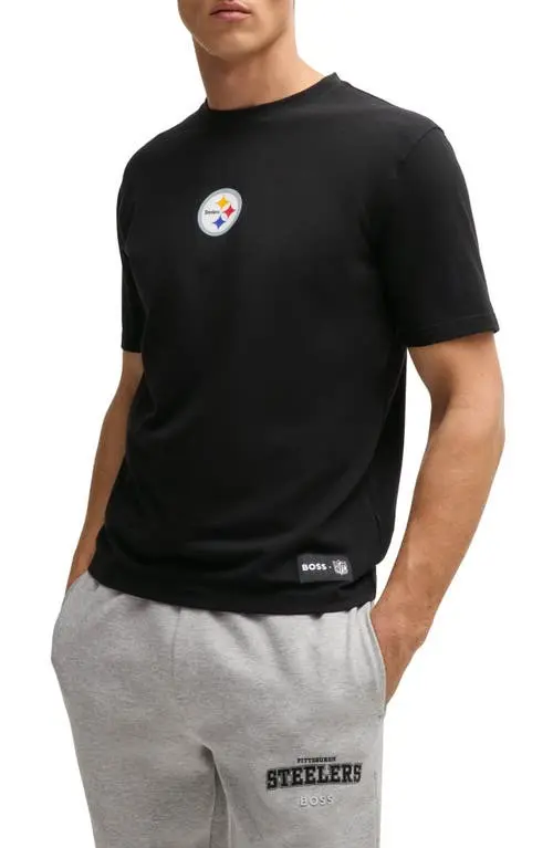 BOSS X Nfl Stretch Cotton Graphic T-shirt - Pittsburgh Steelers - Black