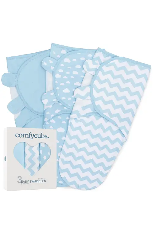 COMFY CUBS Easy Swaddle Blanketspack Of 3 - Blue
