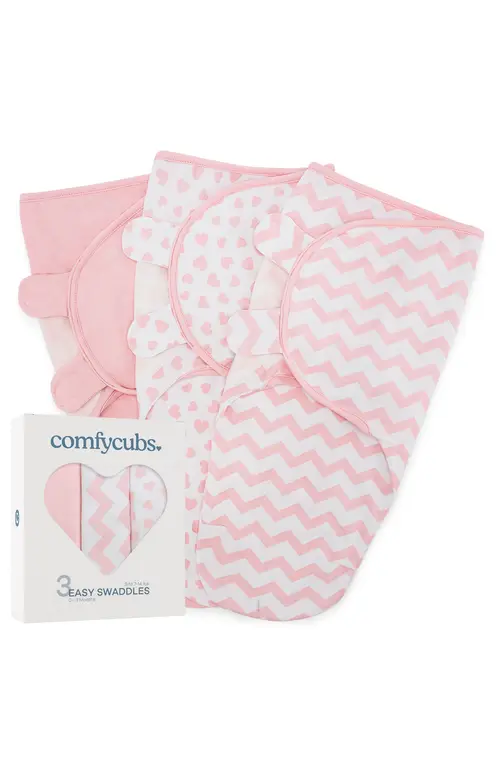 COMFY CUBS Easy Swaddle Blanketspack Of 3 - Pink