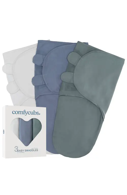 COMFY CUBS Easy Swaddle Blanketspack Of 3 - Stone/ Nomadic Blue/ Azul