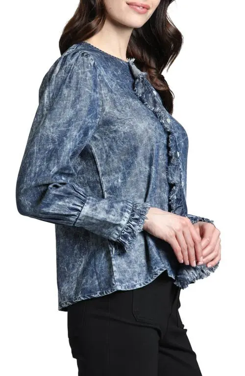 APNY Moon Wash Balloon Sleeve Button-up Shirt