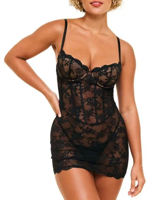 ADORE ME Brielle Babydoll & G-string Set Lingerie - Jet Black
