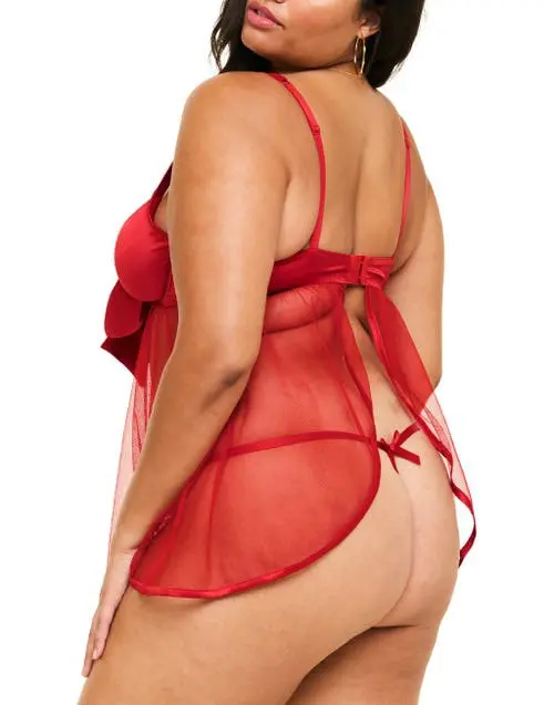 ADORE ME Bessima Babydoll & G-string Set Lingerie - Dark Red