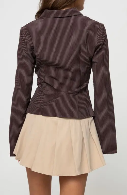 Princess Polly Anni Pinstripe Shirt - Brown
