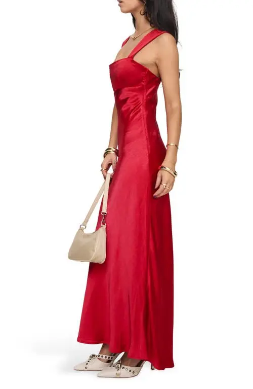 princess polly red silk dress Princess Polly Radioactive Bias Cut Satin Maxi Dress in Red at Nordstrom, Size 12