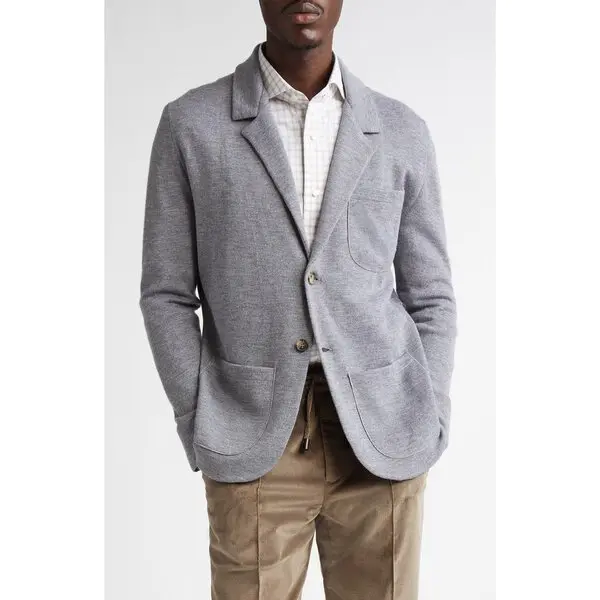Isaia Wool, Silk And Cashmere Sweater Jacket