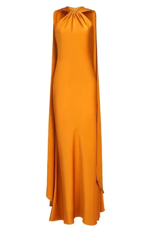Halston Reta Satin Halter Neck Gown