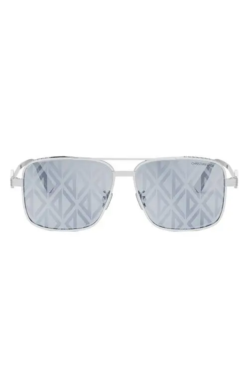 Dior Cd Diamond S9u 58mm Navigator Sunglasses - Shiny Palladium / Blu Mirror