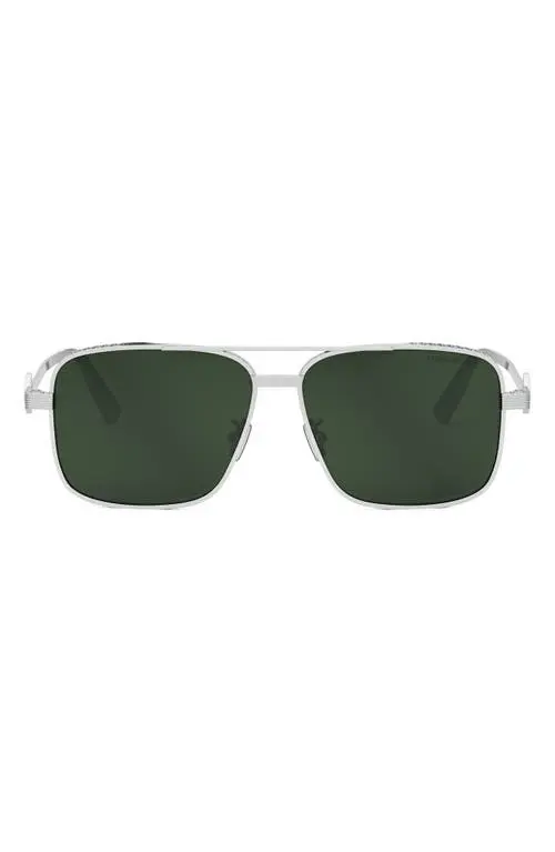 Dior Cd Diamond S9u 58mm Navigator Sunglasses - Shiny Palladium / Green