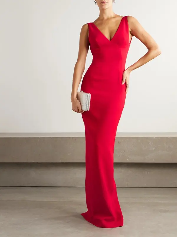 monot dress red Monot Red One Shoulder Thigh High Slit Gown  House Of Huntington