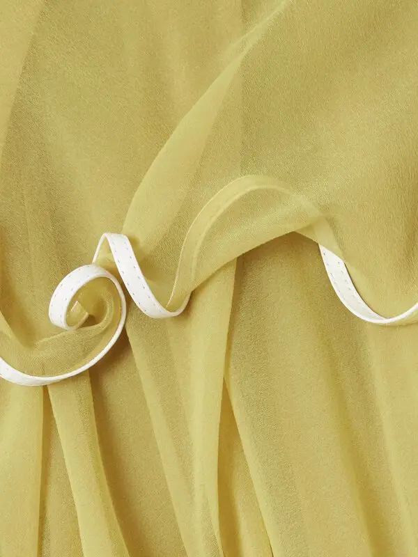 Tory Burch Jellyfish Ruffled Leather-trimmed Chiffon Mini Dress