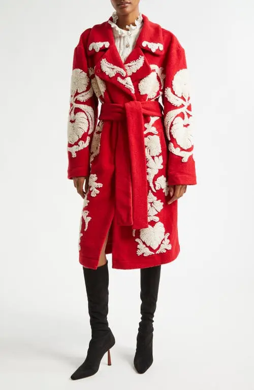 Farm Rio Helen Sculpted Fleece Wrap Coat