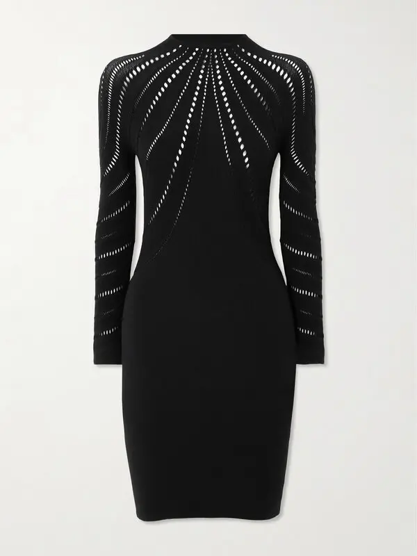 Wolford Perforated Stretch Wool-blend Mini Dress