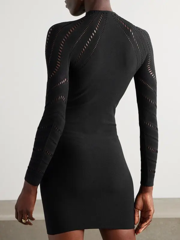 Wolford Perforated Stretch Wool-blend Mini Dress