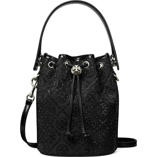 Tory Burch Mini T Monogram Bucket Bag - Black
