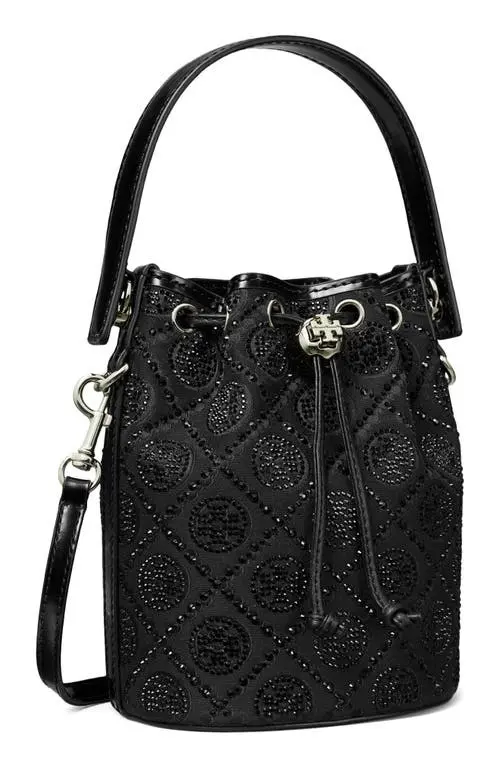 Tory Burch Mini T Monogram Bucket Bag - Black