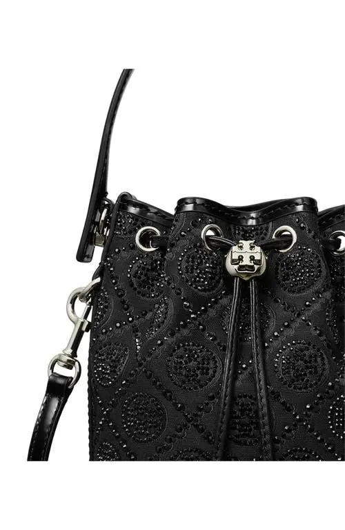 Tory Burch Mini T Monogram Bucket Bag - Black