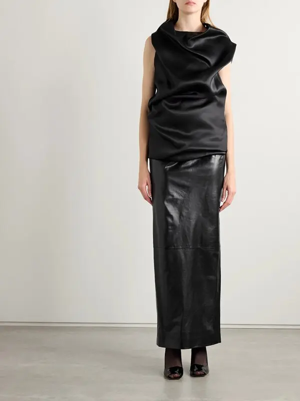 Khaite Luola Draped Silk-gazar Blouse - Black