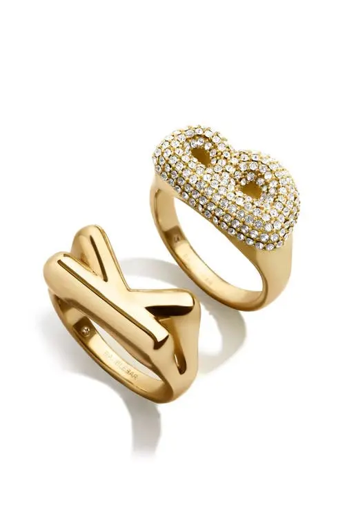 Baublebar Pavé Initial Ring - Gold Initial