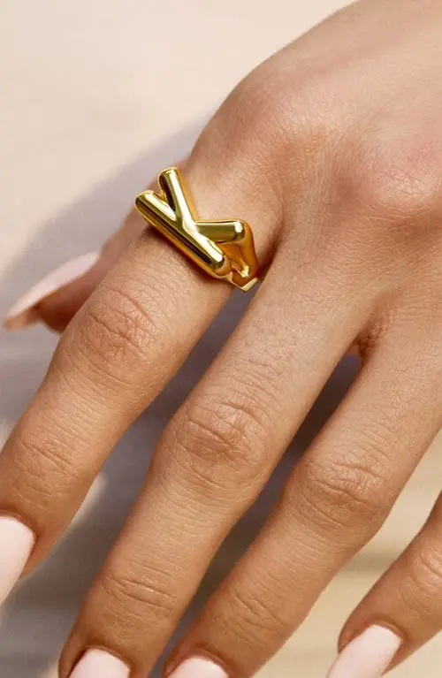 Baublebar Pavé Initial Ring - Gold Initial