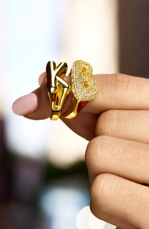 Baublebar Pavé Initial Ring - Gold Initial
