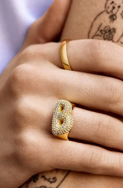 Baublebar Pavé Initial Ring - Gold/clear