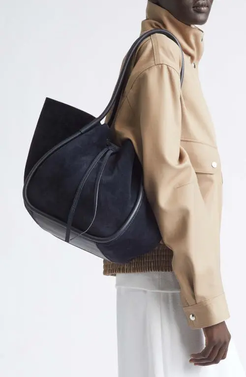 Proenza Schouler Large Ruched Suede Tote - Deep Navy