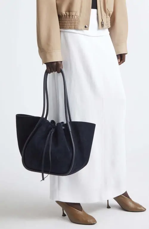 Proenza Schouler Large Ruched Suede Tote - Deep Navy