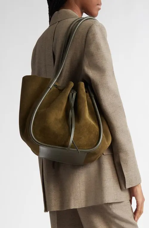 Proenza Schouler Large Ruched Suede Tote - Olive
