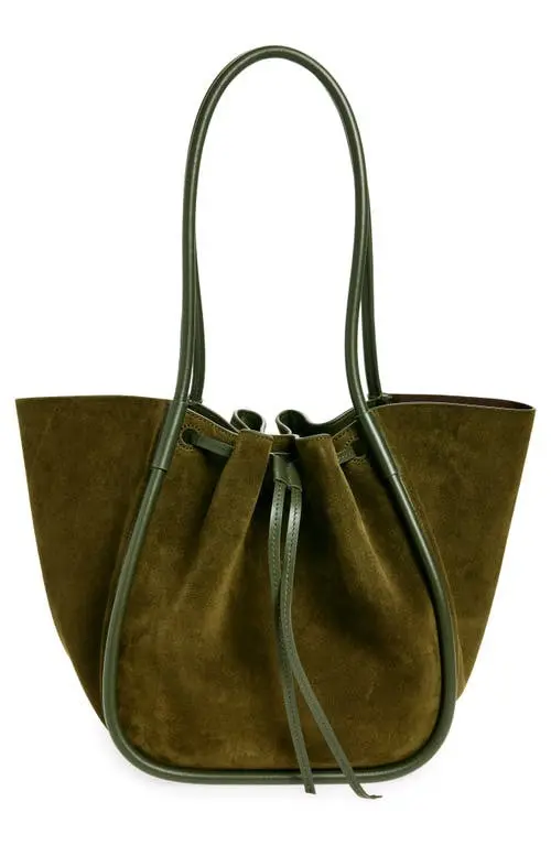Proenza Schouler Large Ruched Suede Tote - Olive
