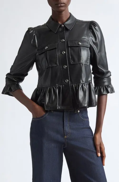 Cinq À Sept Delanie Faux Leather Peplum Jacket - Black