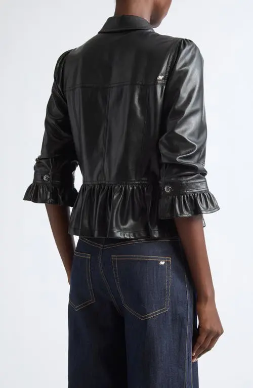 Cinq À Sept Delanie Faux Leather Peplum Jacket - Black