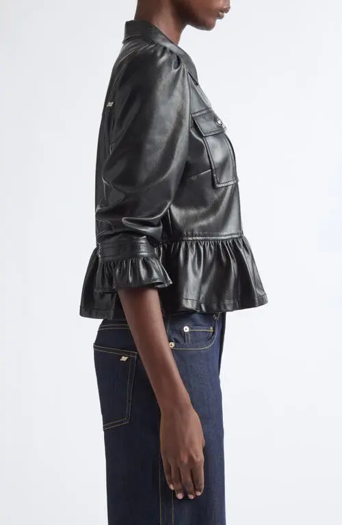 Cinq À Sept Delanie Faux Leather Peplum Jacket - Black