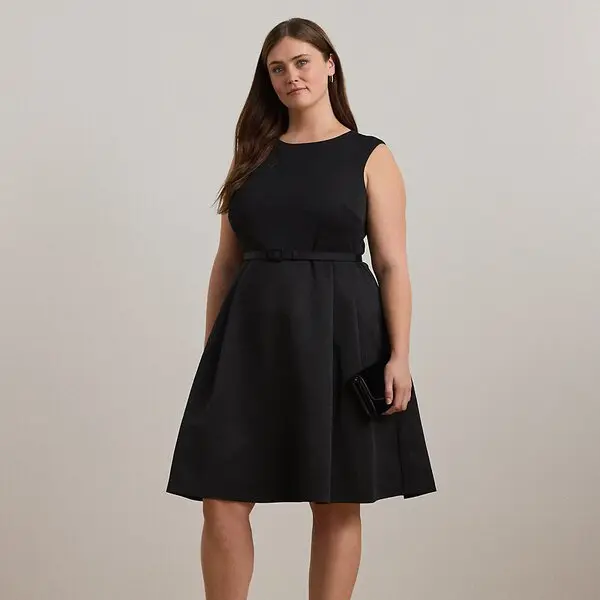Ralph Lauren Belted Faille And Jersey Cocktail Dress In Black - 25% Off |  Editorialist