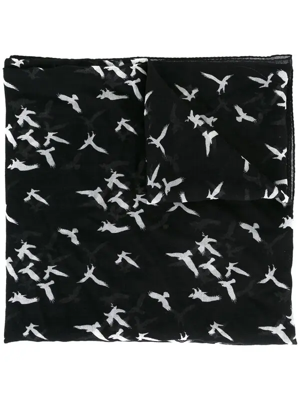 Saint Laurent Bird Print Scarf - Black
