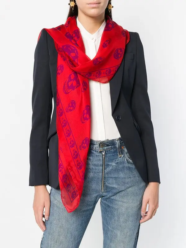 Alexander McQueen Skull Scarf - Red