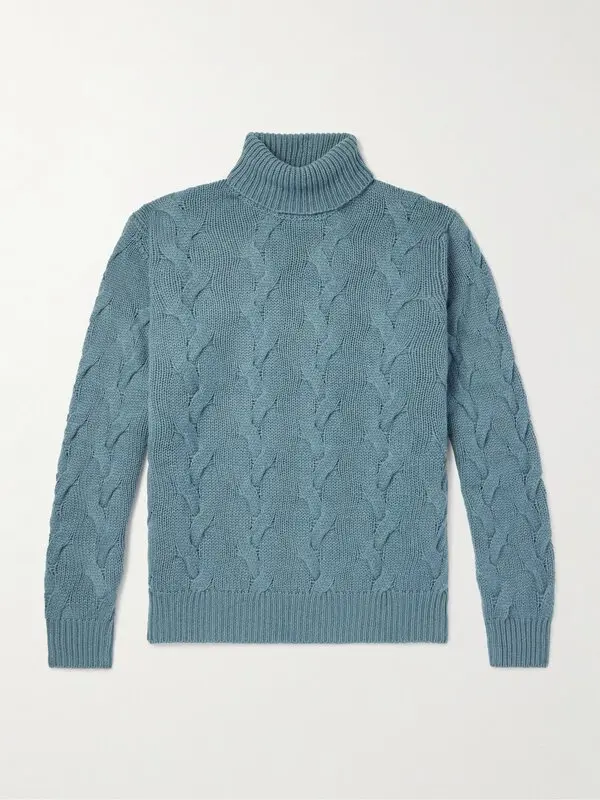 Thom Sweeney Cable-knit Cashmere Rollneck Sweater