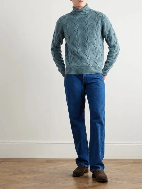 Thom Sweeney Cable-knit Cashmere Rollneck Sweater